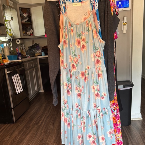 Perfectly Posh | Dresses | Perfectly Posh Blue And Pink Tiered Sundress ...